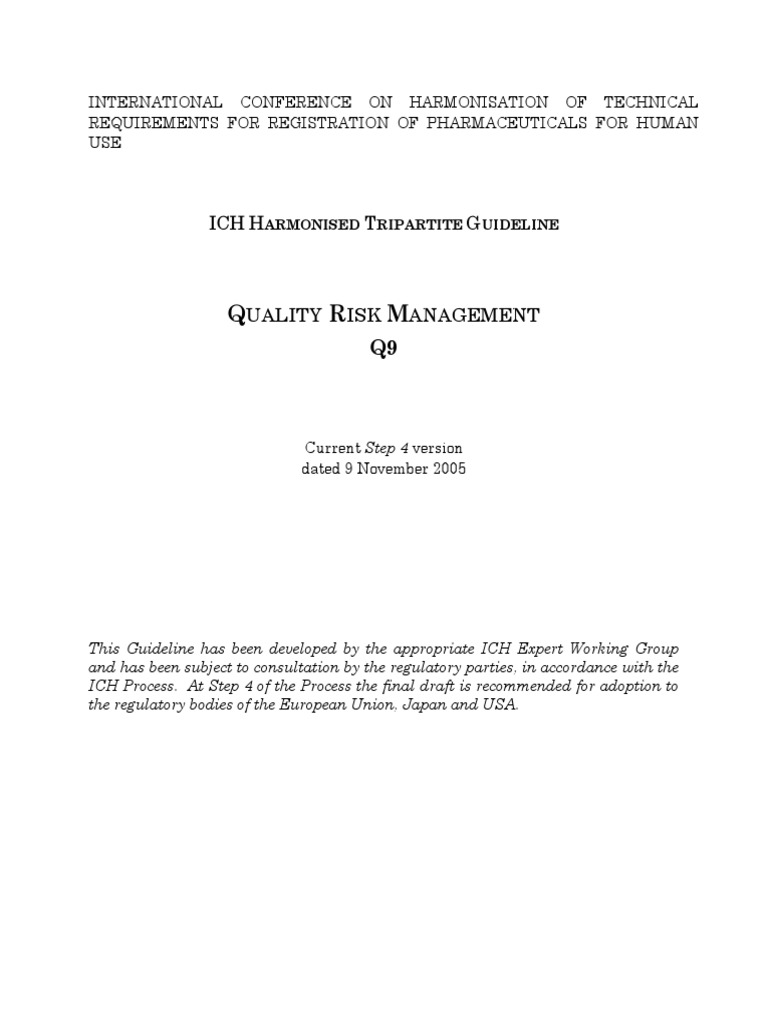 ICH Q9 Guideline | PDF | Risk Management | Risk