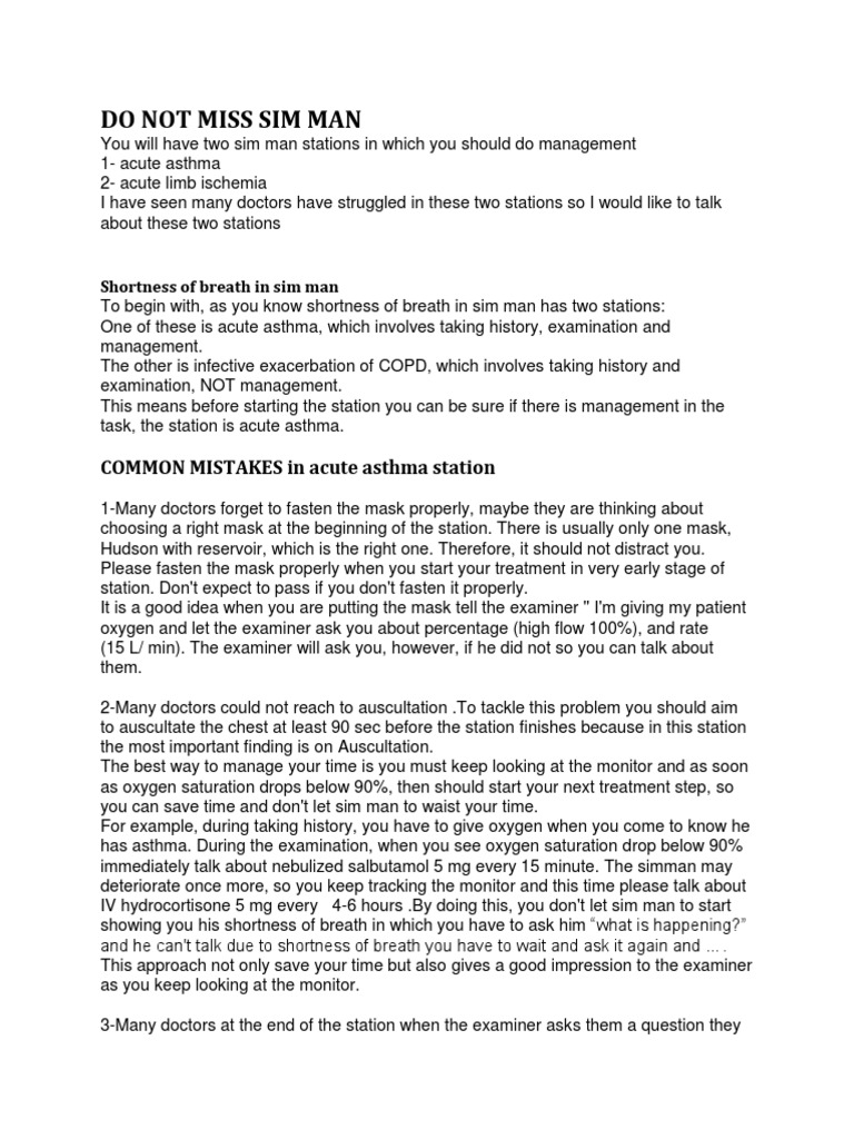 Sim Man | PDF | Asthma | Health Sciences