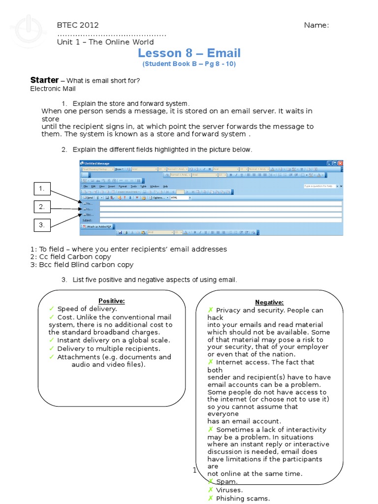 Lesson 8 - Email: Starter | PDF | Email | Communications Protocols