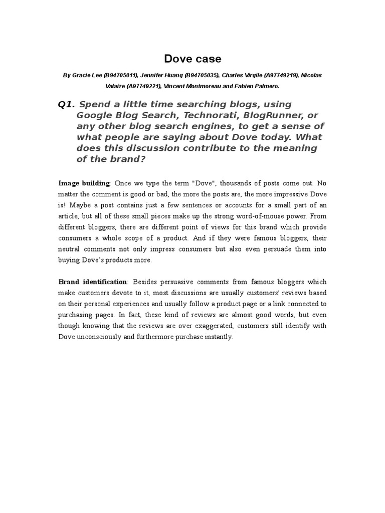 Case Study On Dove | PDF | Blog | Advertising