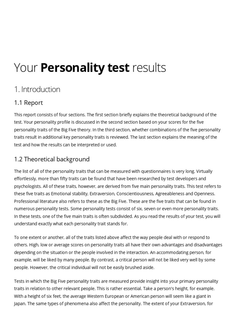 Personality test result - free personality test online at 123test.pdf ...