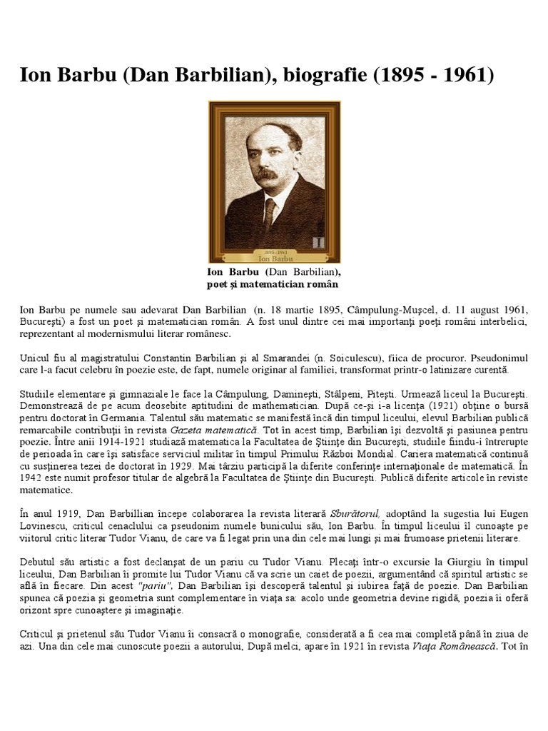 Ion Barbu | PDF