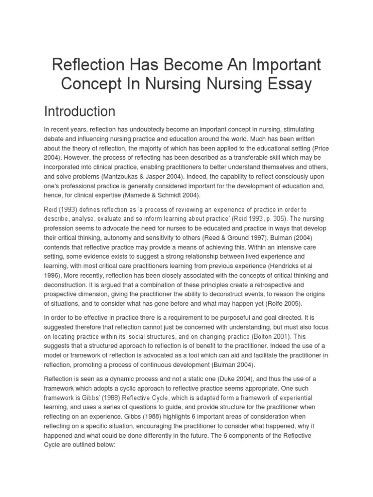 Importance of Reflection in Nursing Practice | PDF | Reflective ...