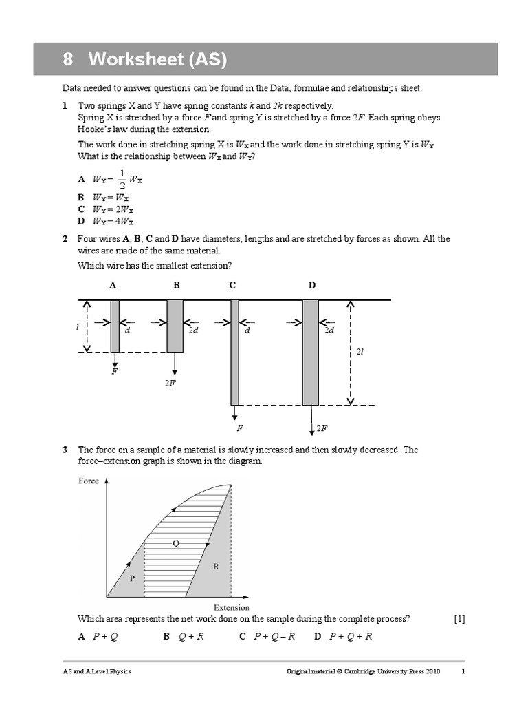 worksheet_08.doc | Elasticity (Physics) | Young's Modulus | Free 30-day ...