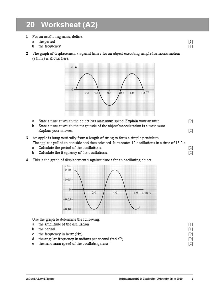 worksheet_20.doc | Physical Quantities | Physics & Mathematics