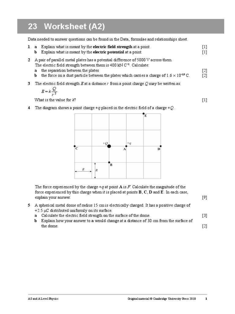 Worksheet 23 | PDF | Electric Charge | Atomic Nucleus