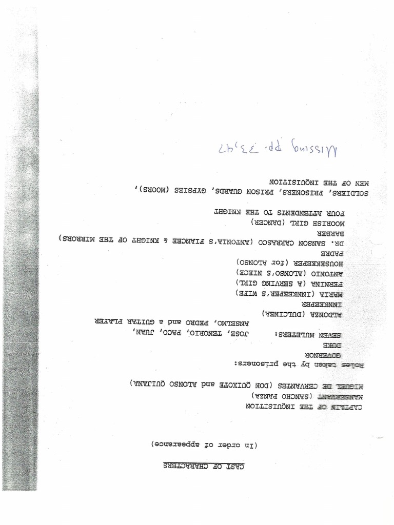 Man of La Mancha Script | PDF