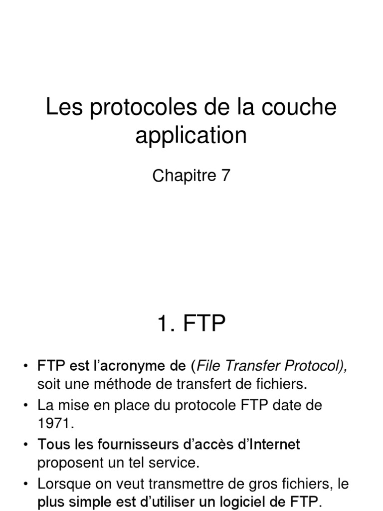 Les Protocoles de La Couche Application | PDF | Protocole de transfer de fichier | Protocole de ...