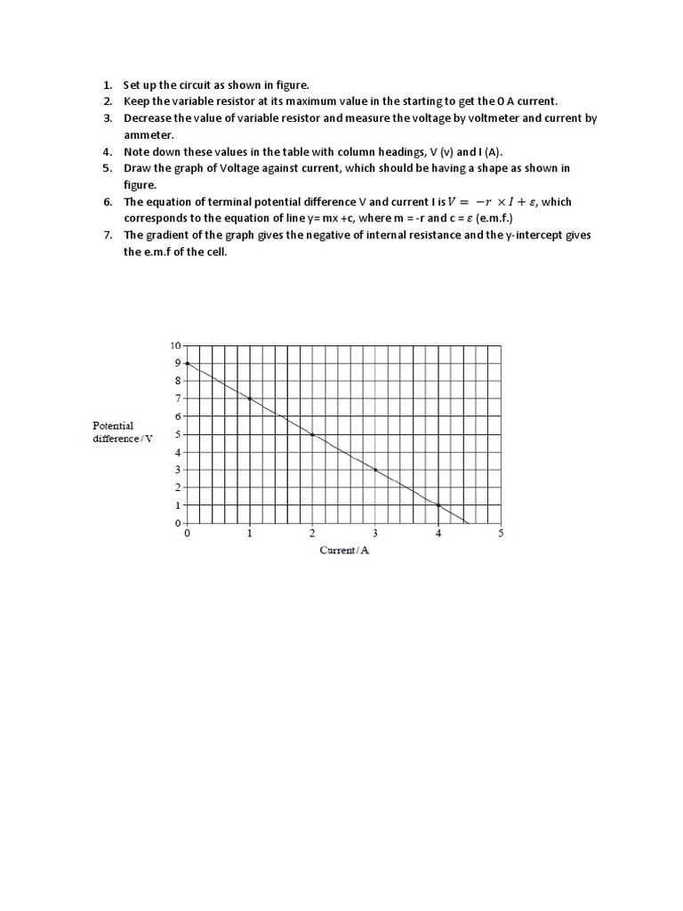 Internal Resistance Experiment | PDF