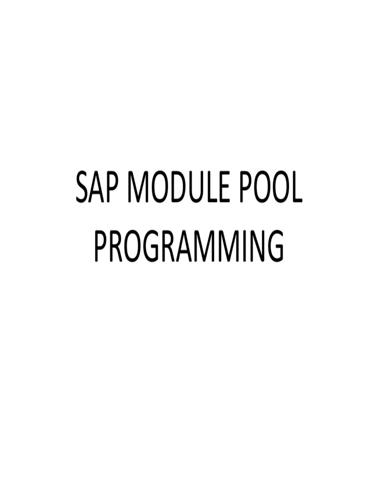 Sap Module Pool Programming 