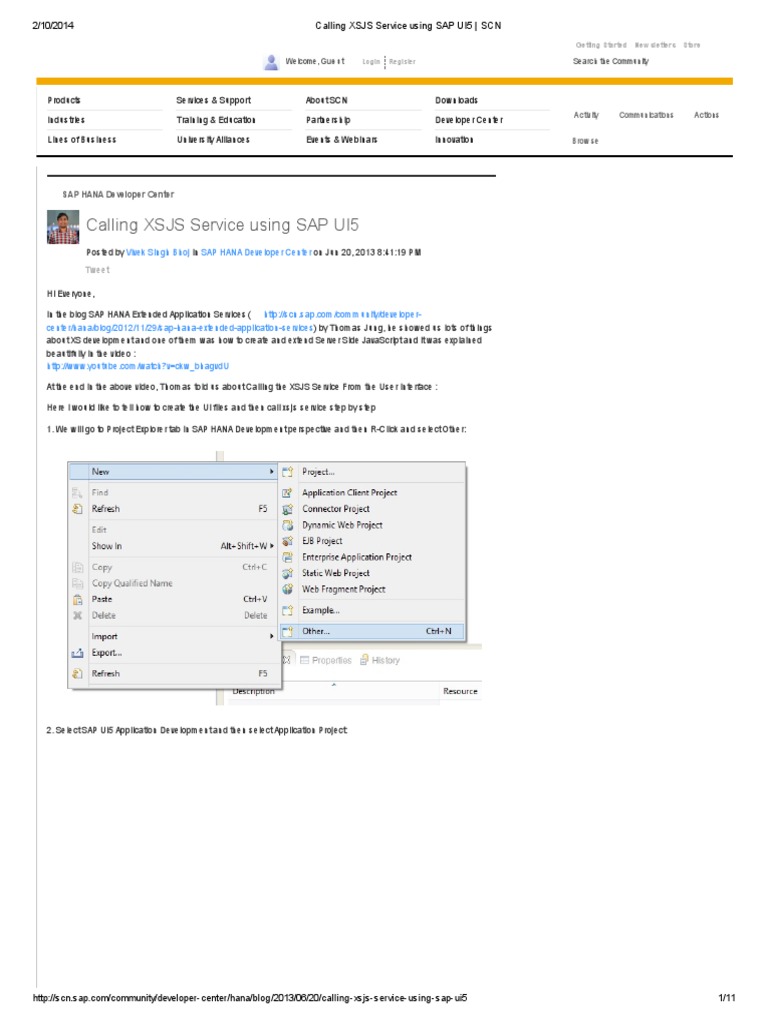 Calling XSJS Service Using SAP UI5 - SCN | PDF | Java Script | Ajax (Programming)