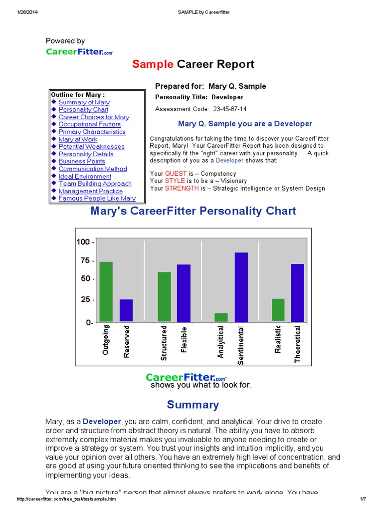 SAMPLE by Careerfitter - My Career | PDF | Strategic Management | Cognition