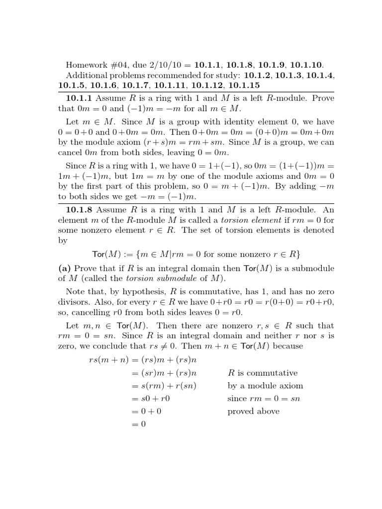 hw04 2 | PDF | Module (Mathematics) | Ring (Mathematics)