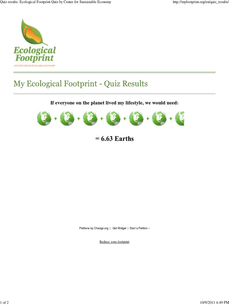 Quiz Results - Ecological Footprint Quiz by Center For Sustainable ...