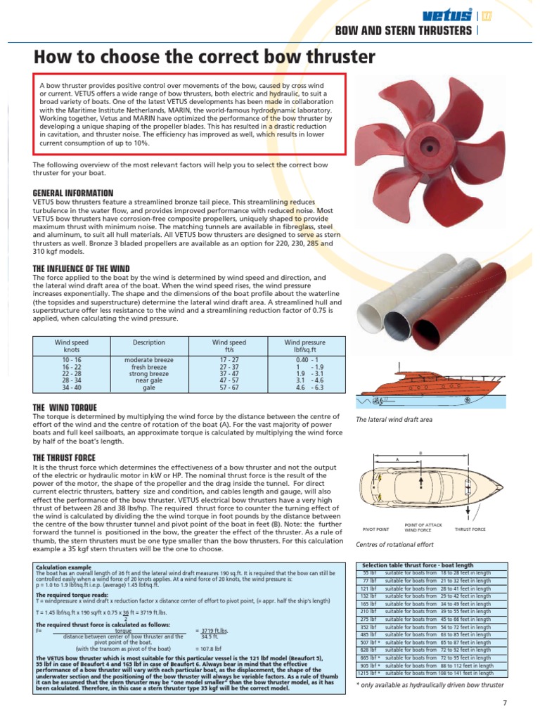 Vetus Thruster Selection | PDF | Propeller | Rocket Engine