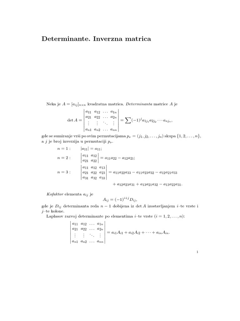 Determinante Inverzna Matrica | PDF