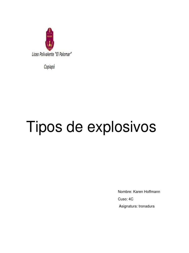 Tipos de Explosivos | PDF | Minería | Material explosivo