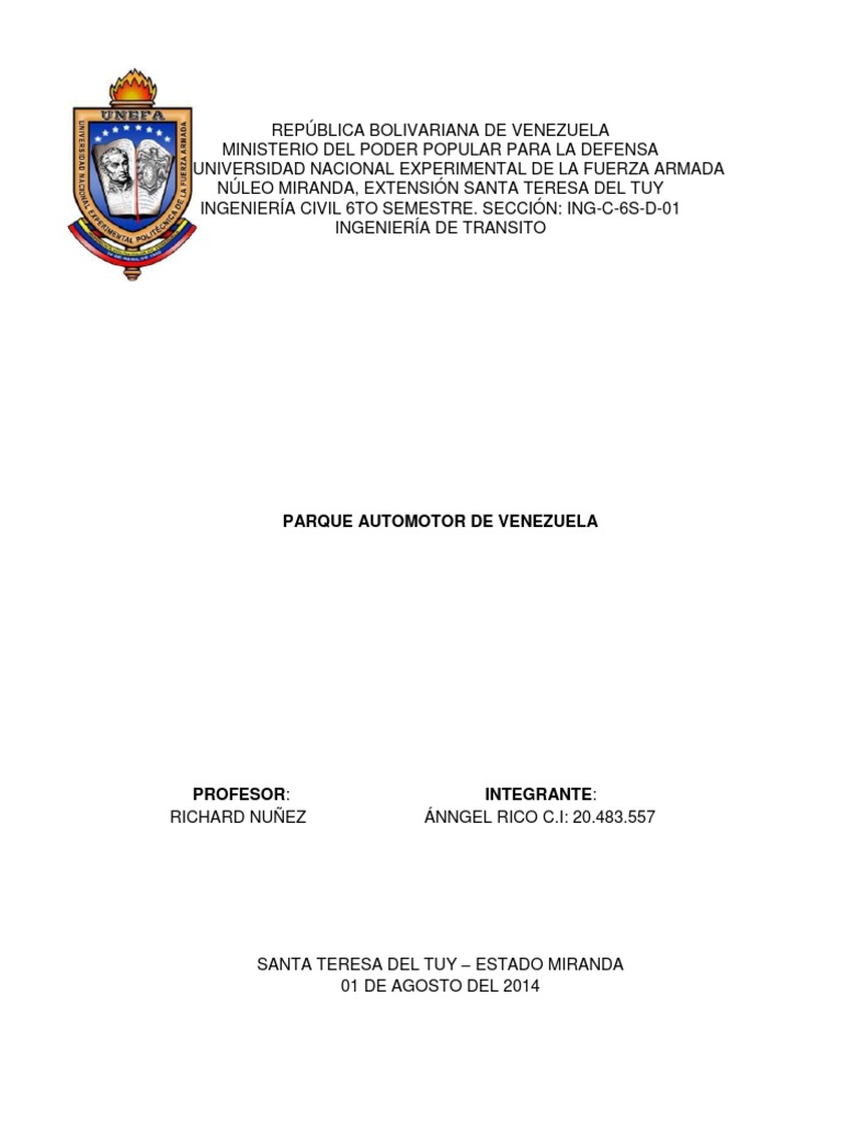 Parque Automotor de Venezuela | PDF | Venezuela | Coche
