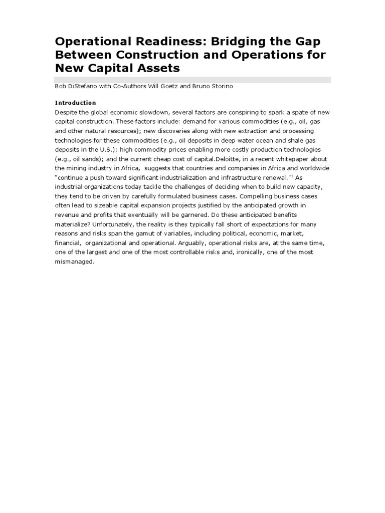 Operational Readiness | PDF | Reliability Engineering | Risk