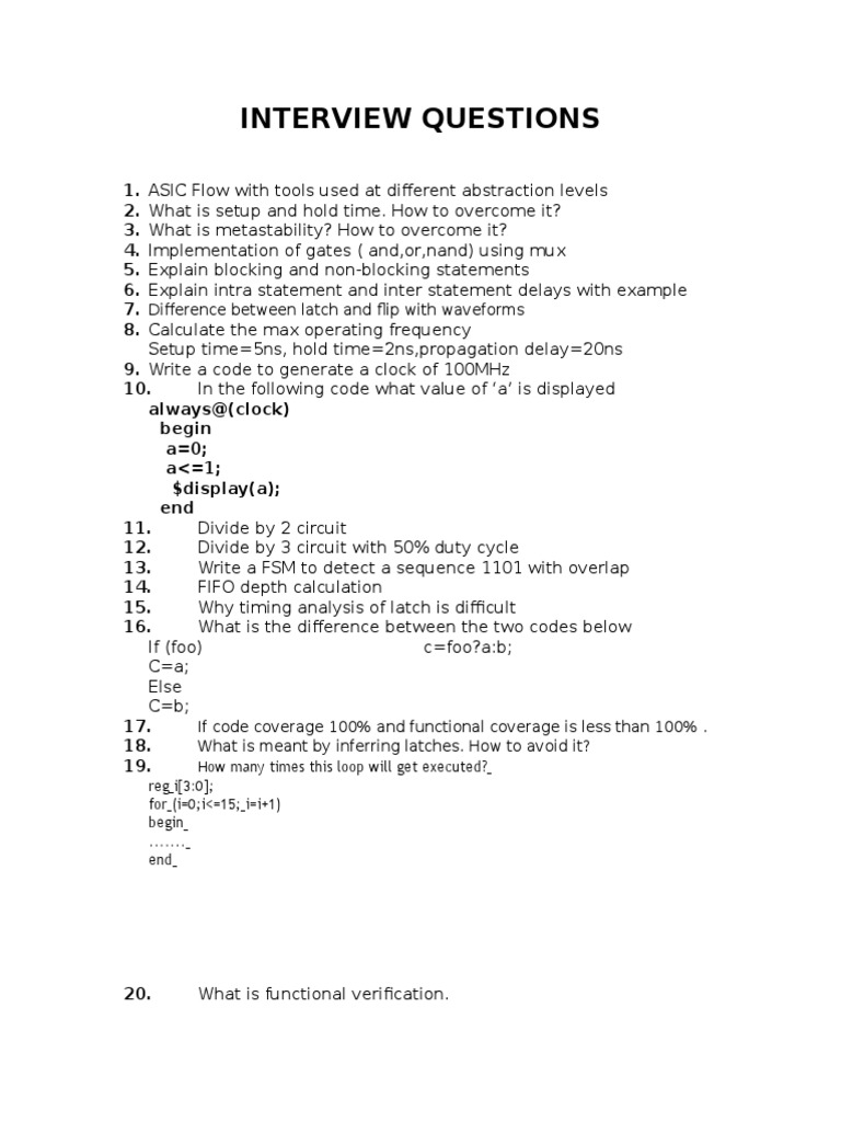 Interview Questions: Difference Between Latch and Flip With Waveforms ...