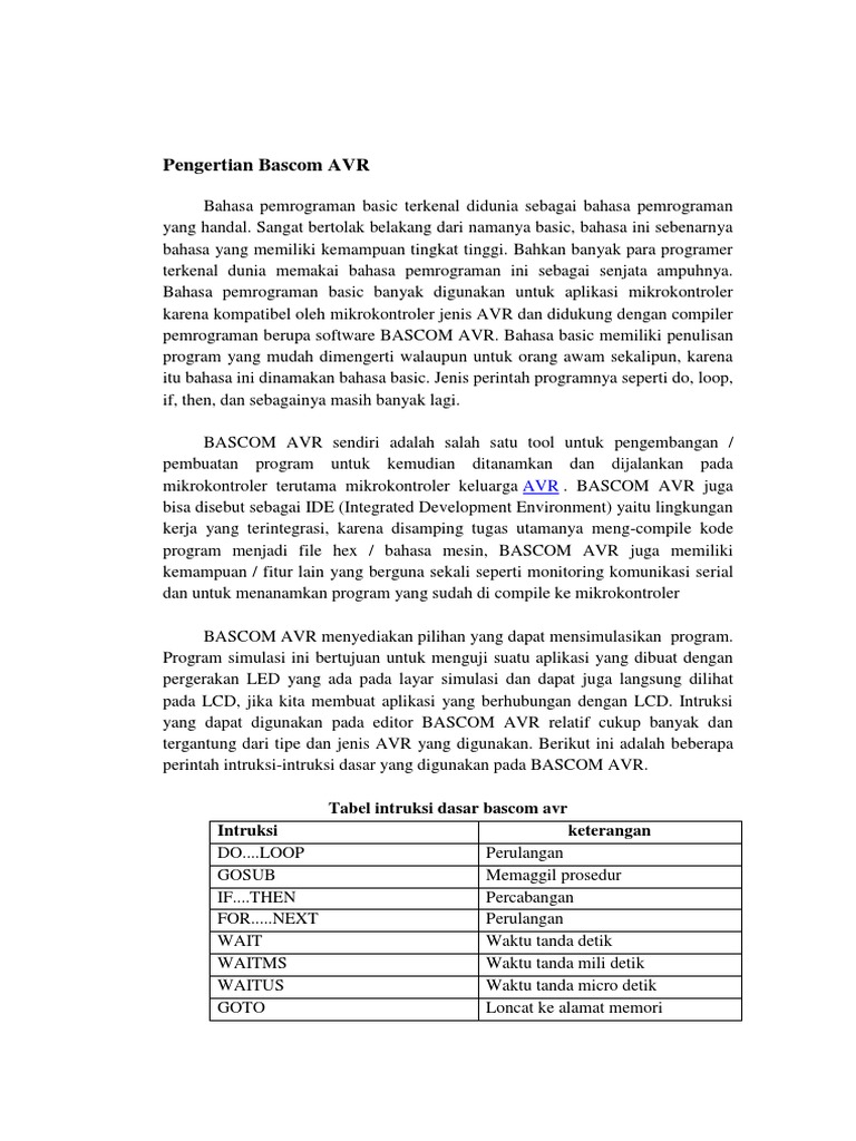 Pengertian Bascom Avr | PDF