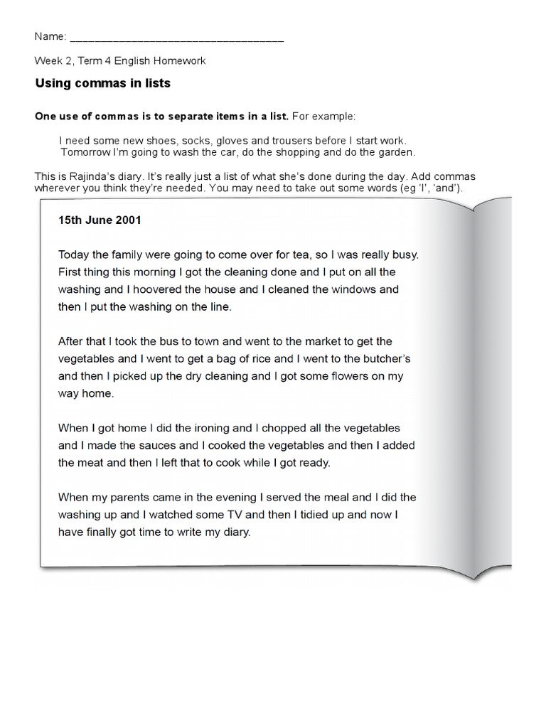Using Commas in Lists: One Use of Commas Is To Separate Items in A List ...
