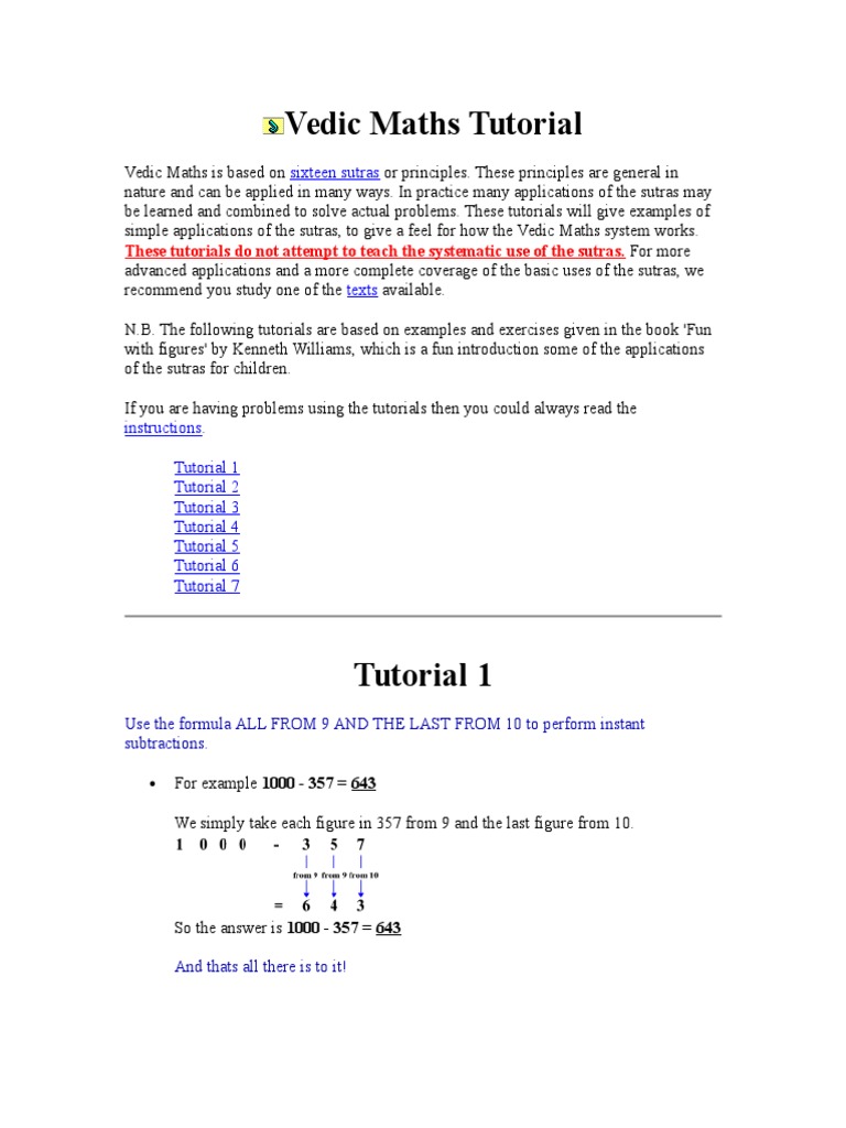 Vedic Maths Tutorial | Download Free PDF | Tutorial | Multiplication