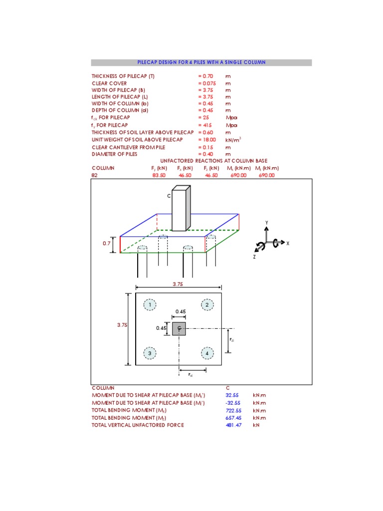 Pile Cap For 4 Piles | PDF | Deep Foundation | Structural Engineering