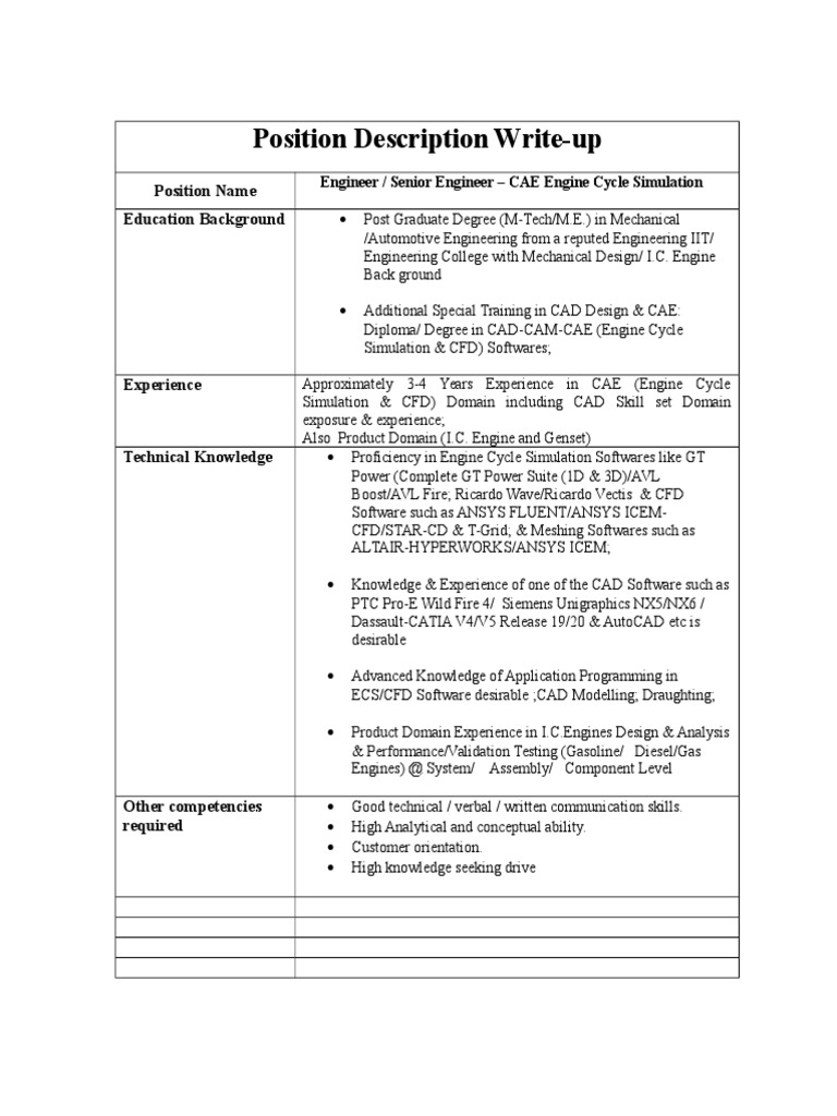 CAE Engineer Position Overview | PDF | Computers