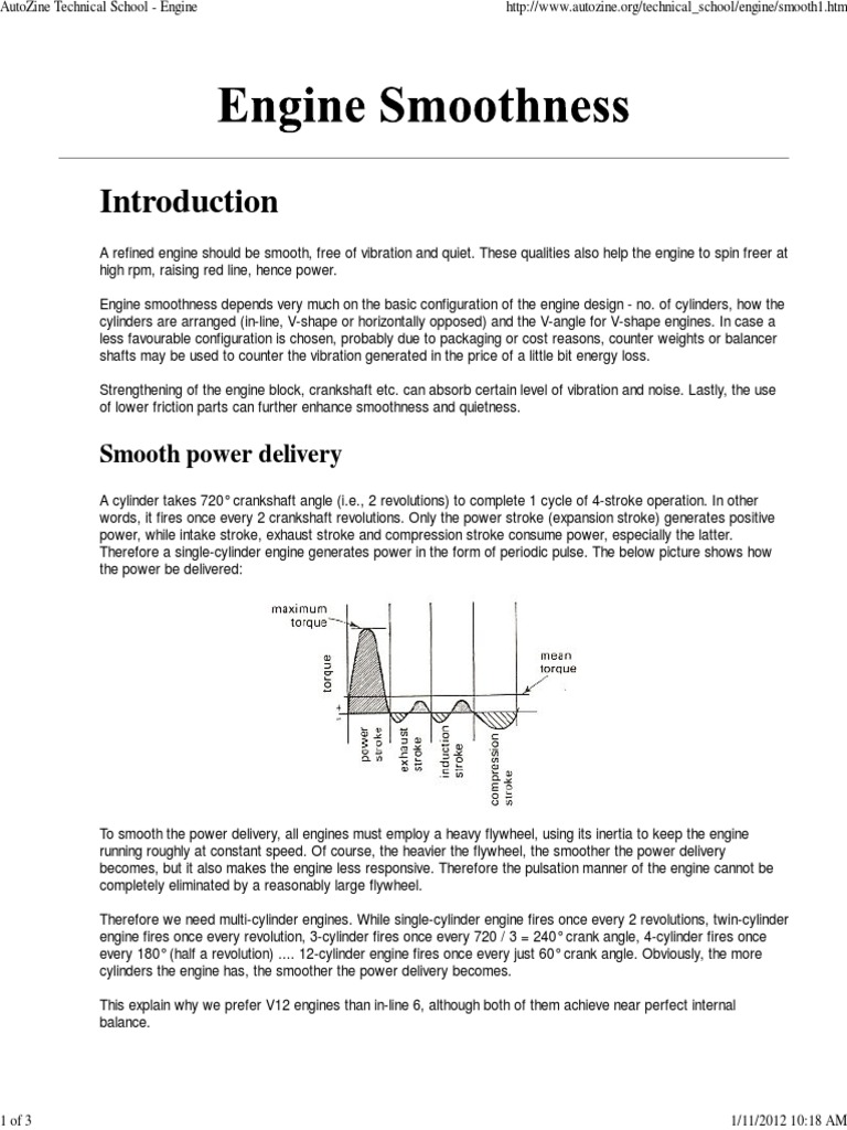 AutoZine Technical School - Engine Smoothness | PDF | Piston | Engines