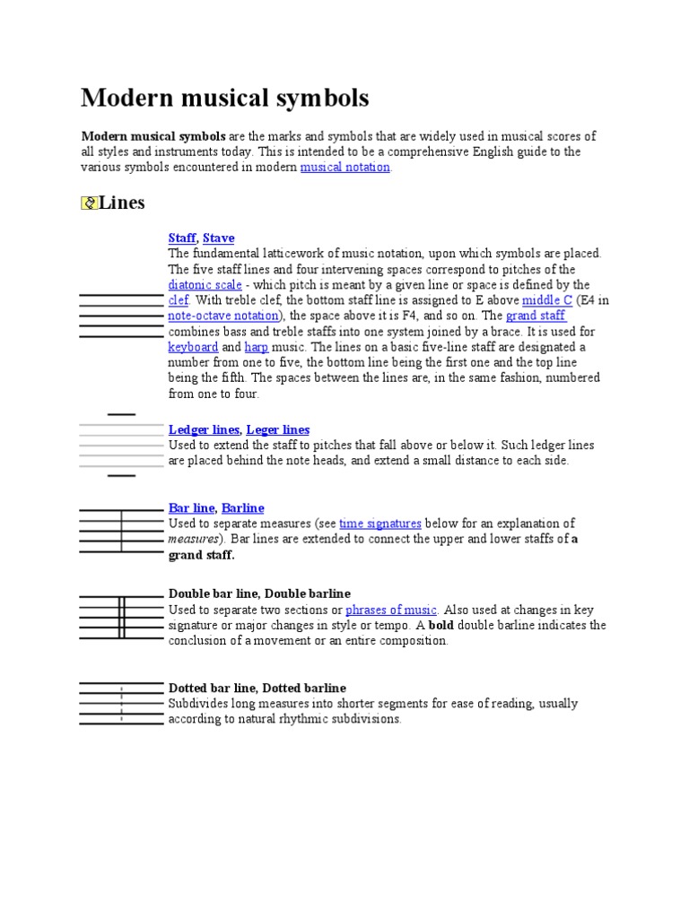 Modern Musical Symbols2 | PDF | Clef | Music Theory
