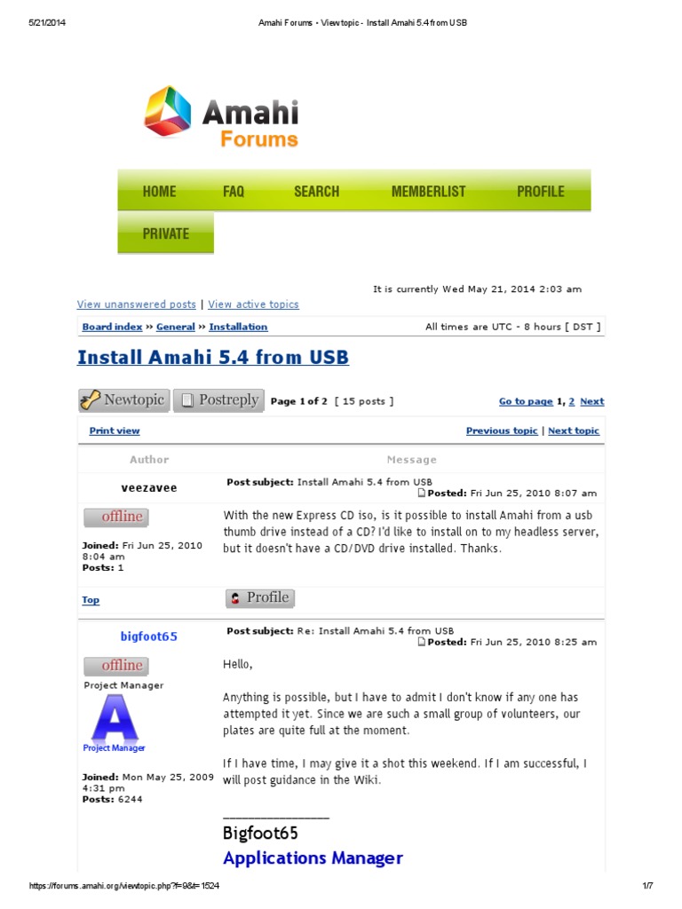 Amahi Forums - View Topic - Install Amahi 5.4 From USB | PDF | Internet Forum | Booting