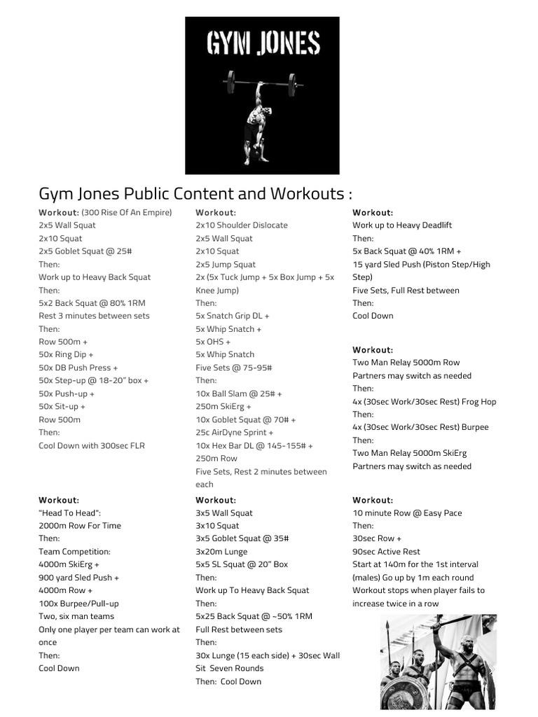 Gym Jones Public Content and Workout PDF | PDF | Physical Exercise ...