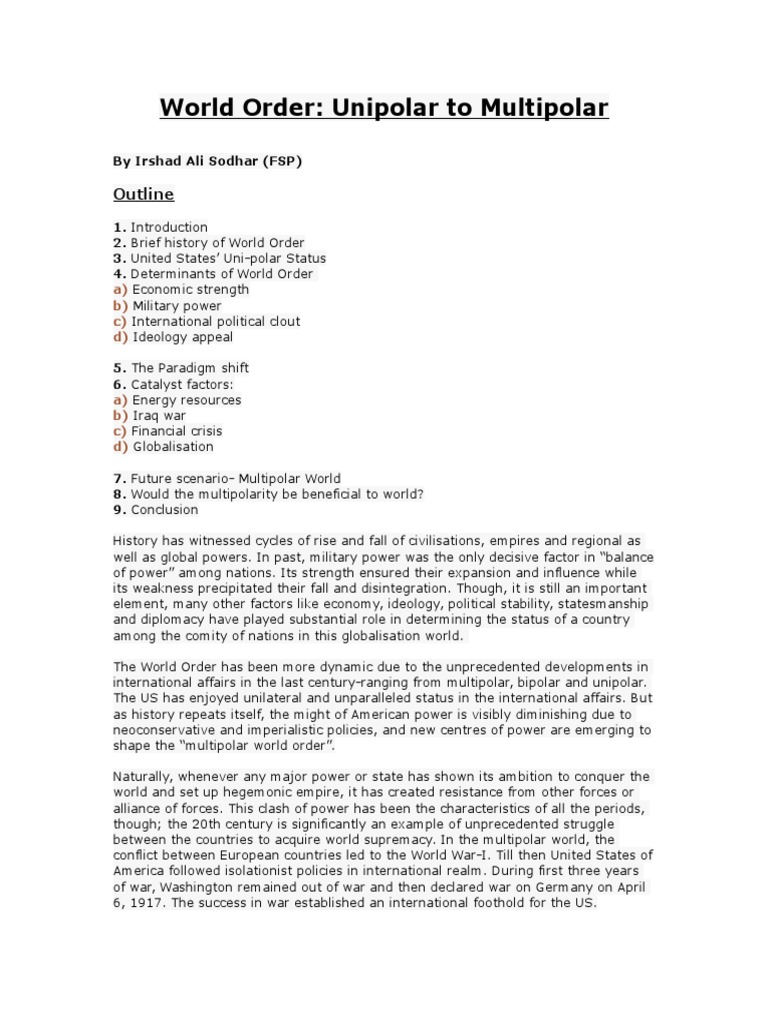 World Order | PDF | Polarity (International Relations) | New World ...