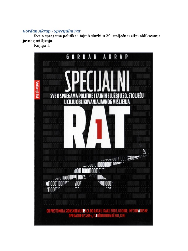 Gordan Akrap - Specijalni Rat, Knjiga I | PDF