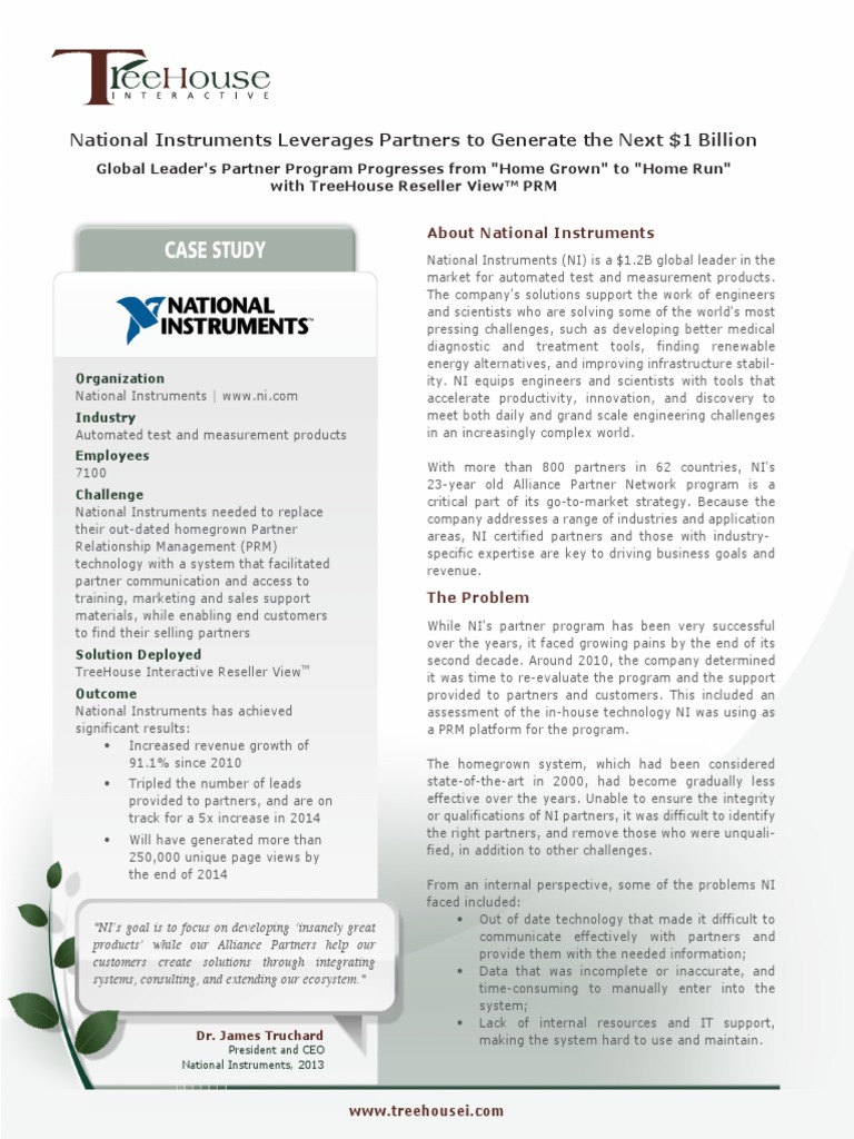 TreeHouse Interactive Case Study National Instruments | PDF | Strategic ...