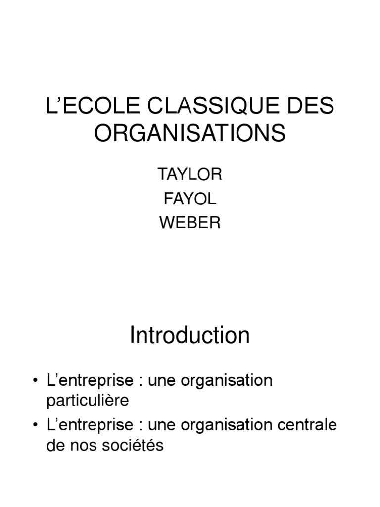 Ecole Classique Des Orga | PDF | Bureaucratie | Max Weber