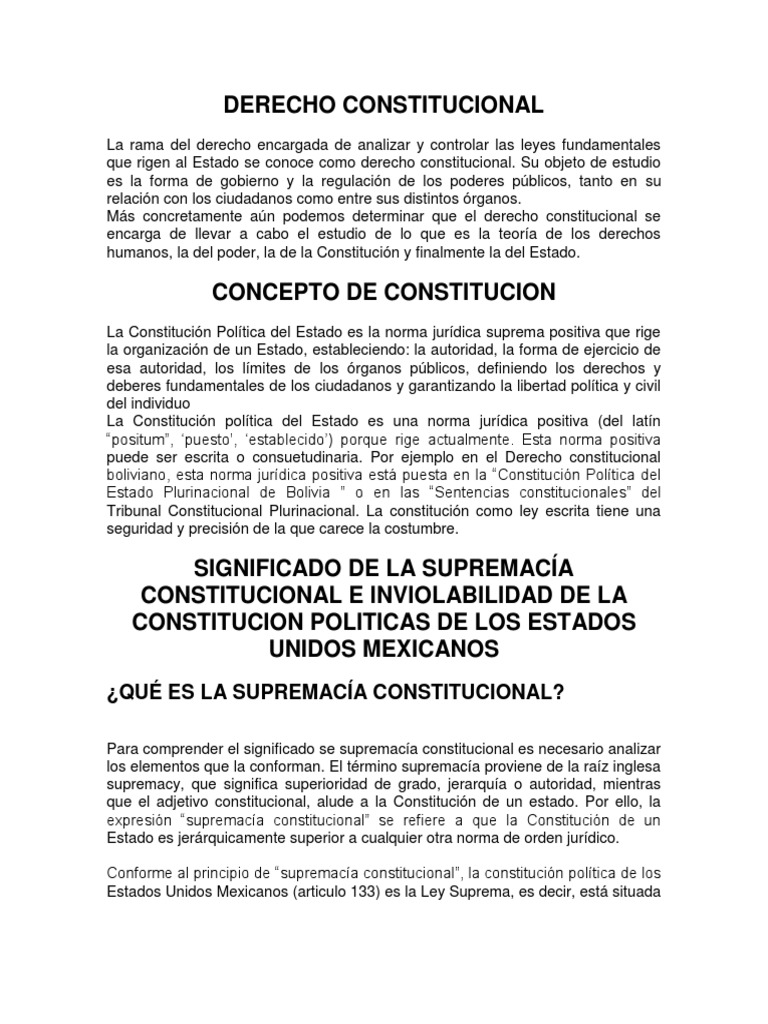 Derecho Constitucional | PDF | Constitución | Ley constitucional