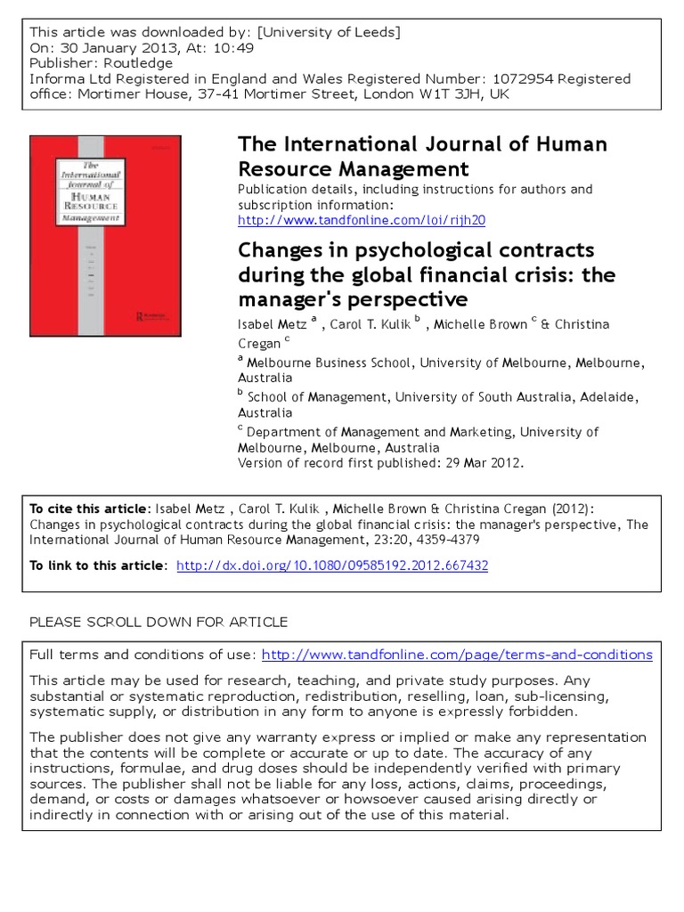 The International Journal of Human Resource Management | PDF | Layoff ...
