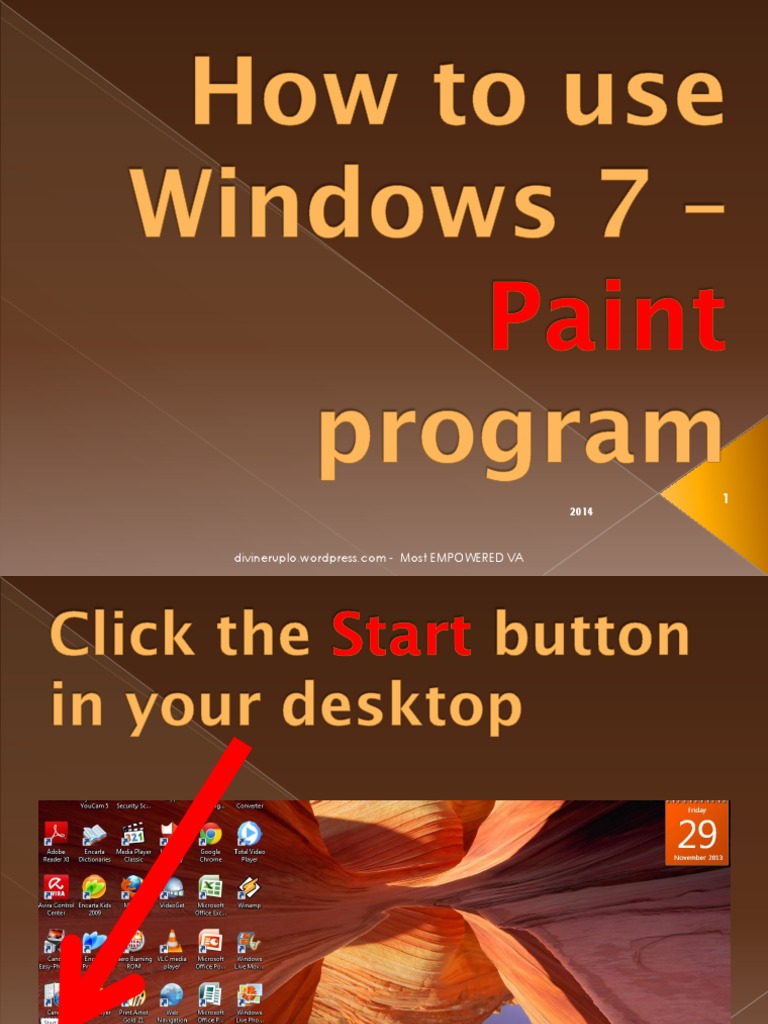 How To Use Windows 7 - Paint Program | PDF | Painting Series | Series ...