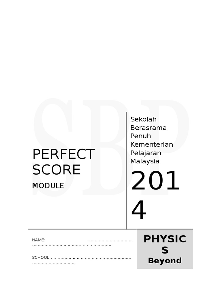 Modul Perfect Score SBP Physics SPM 2014 Skema | PDF
