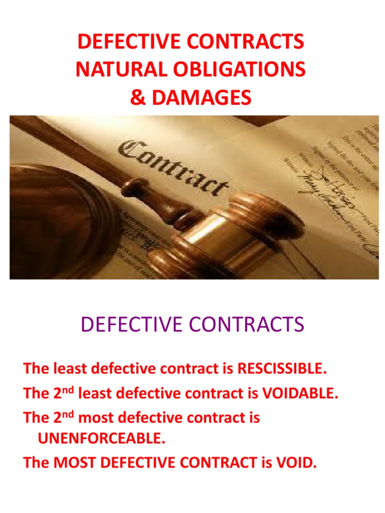 Defective Contracts | PDF | Damages | Annulment