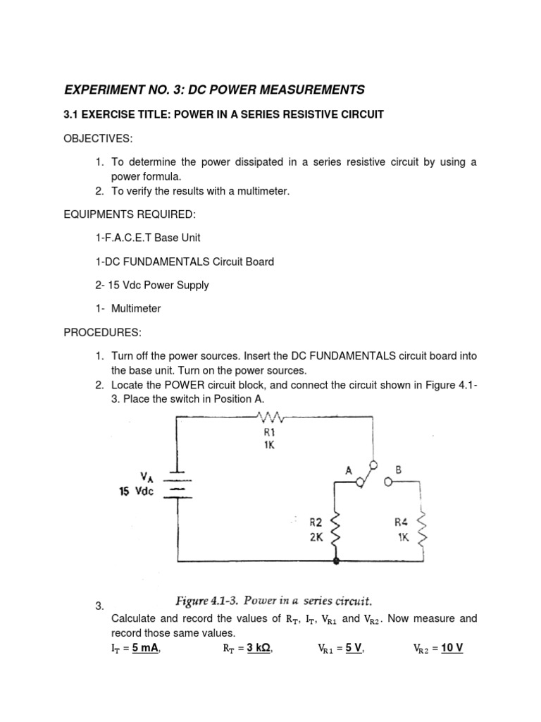 Experiment 3 Circuits Pdf Series And Parallel Circuits Resistor