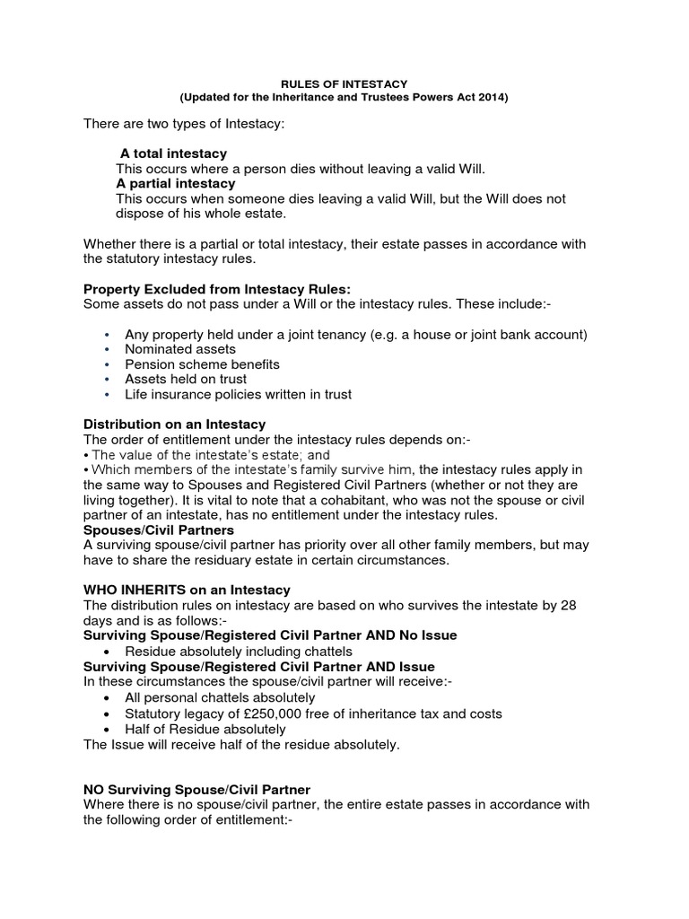 Understand The Rules of Intestacy Updated | PDF | Intestacy | Will And ...