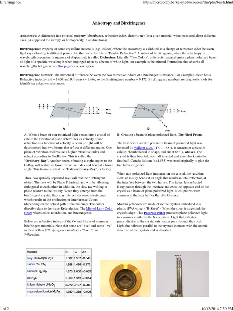 Birefringence | PDF | Refractive Index | Polarization (Waves)
