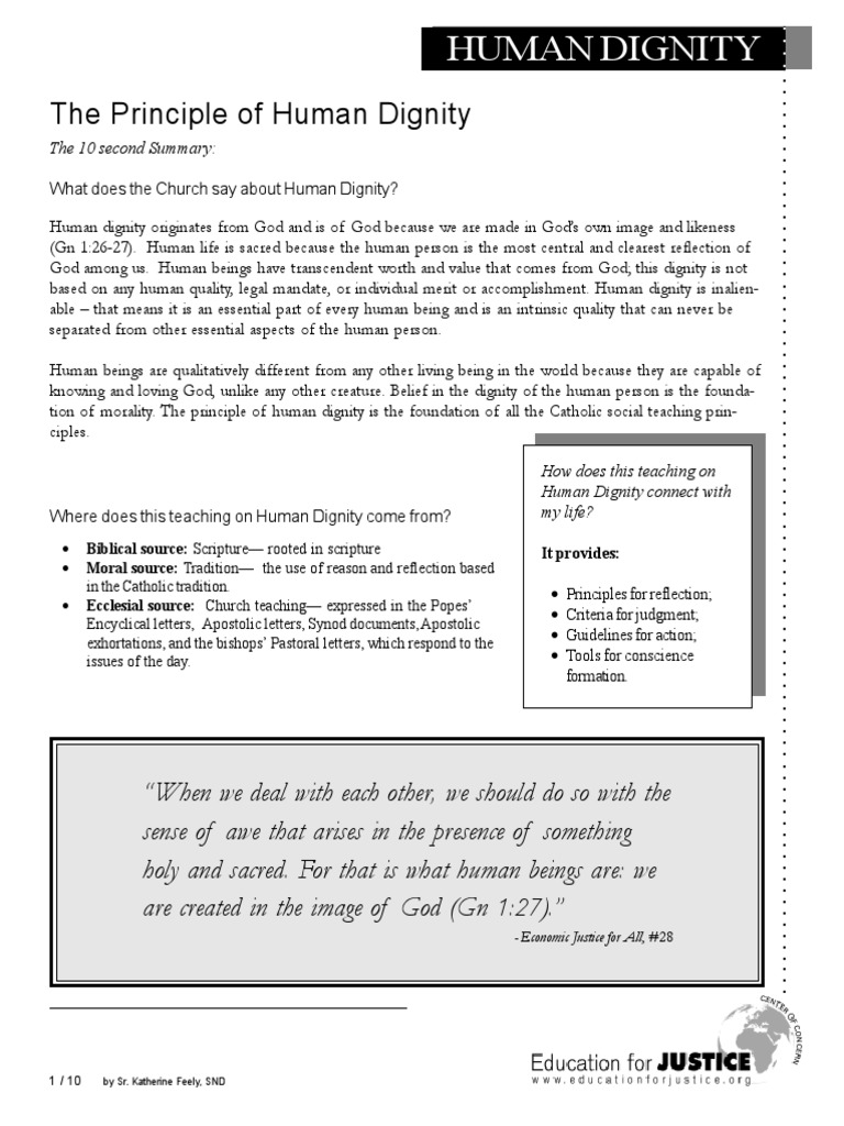 Human Dignity 09 | PDF | Dignity | Catholic Social Teaching