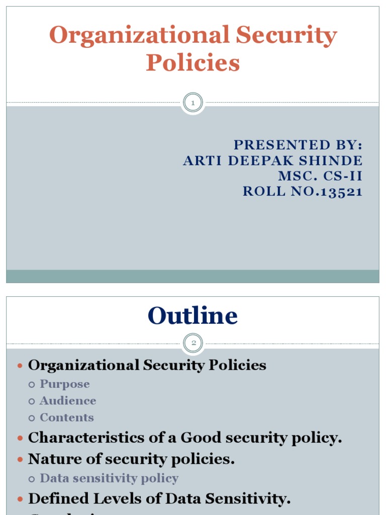 Organizational Security Policies | Securities | User (Computing) | Free ...