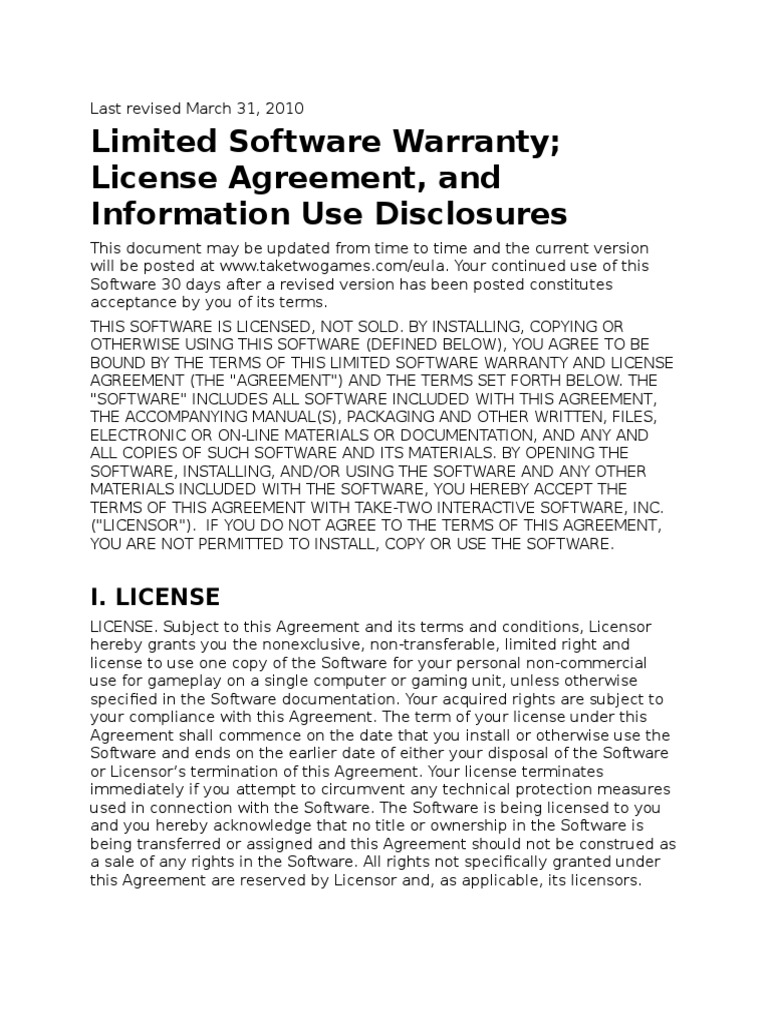 Revised Eula Borderlands 2 | PDF | License | Social Institutions