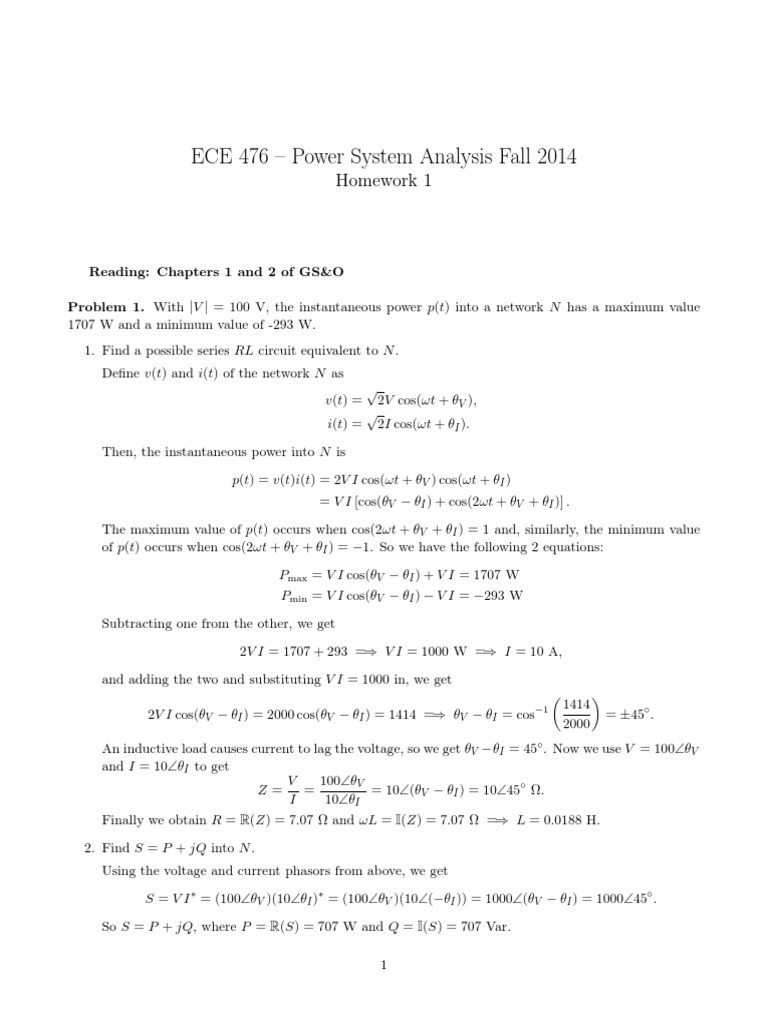 Power System Analysis | PDF | Ac Power | Trigonometric Functions