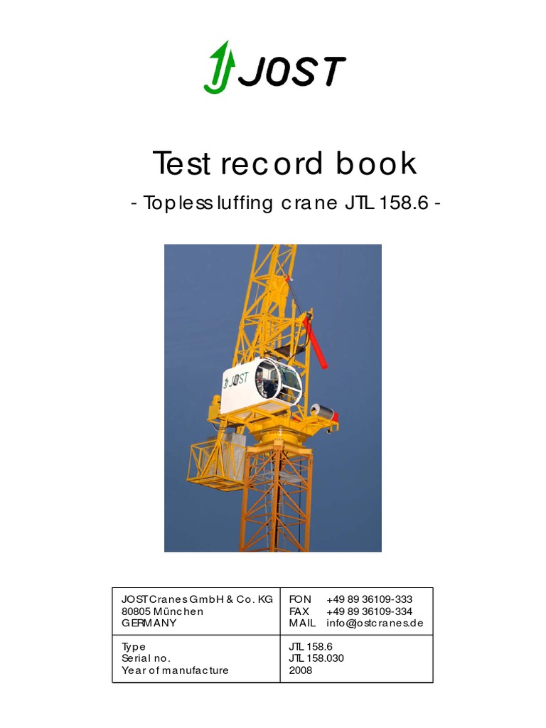 JTL158 Record Book PDF | PDF | Crane (Machine) | Machines